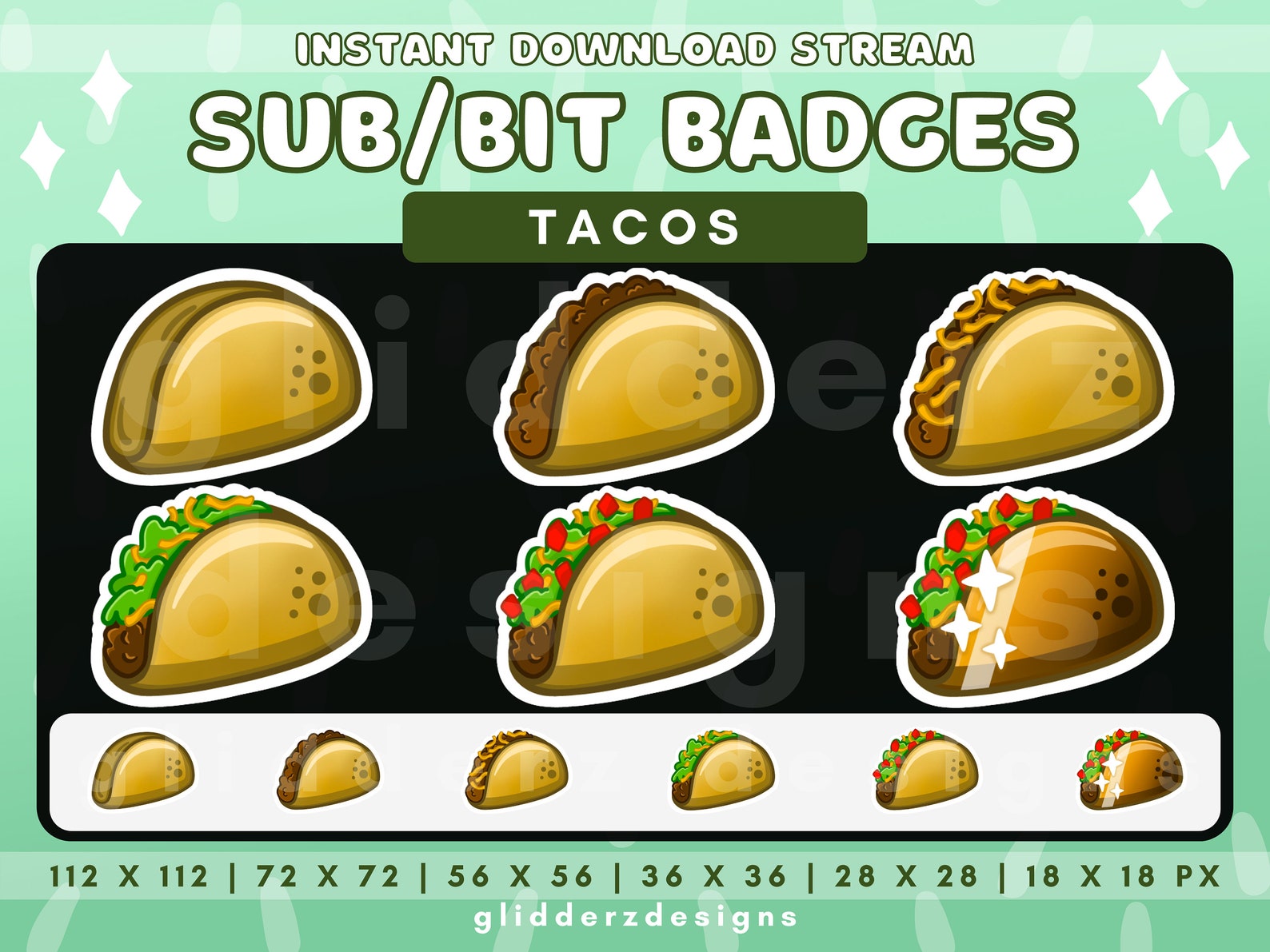Taco Sub Badge Twitch Stream Taco Emote Twitch Food Bit | Etsy