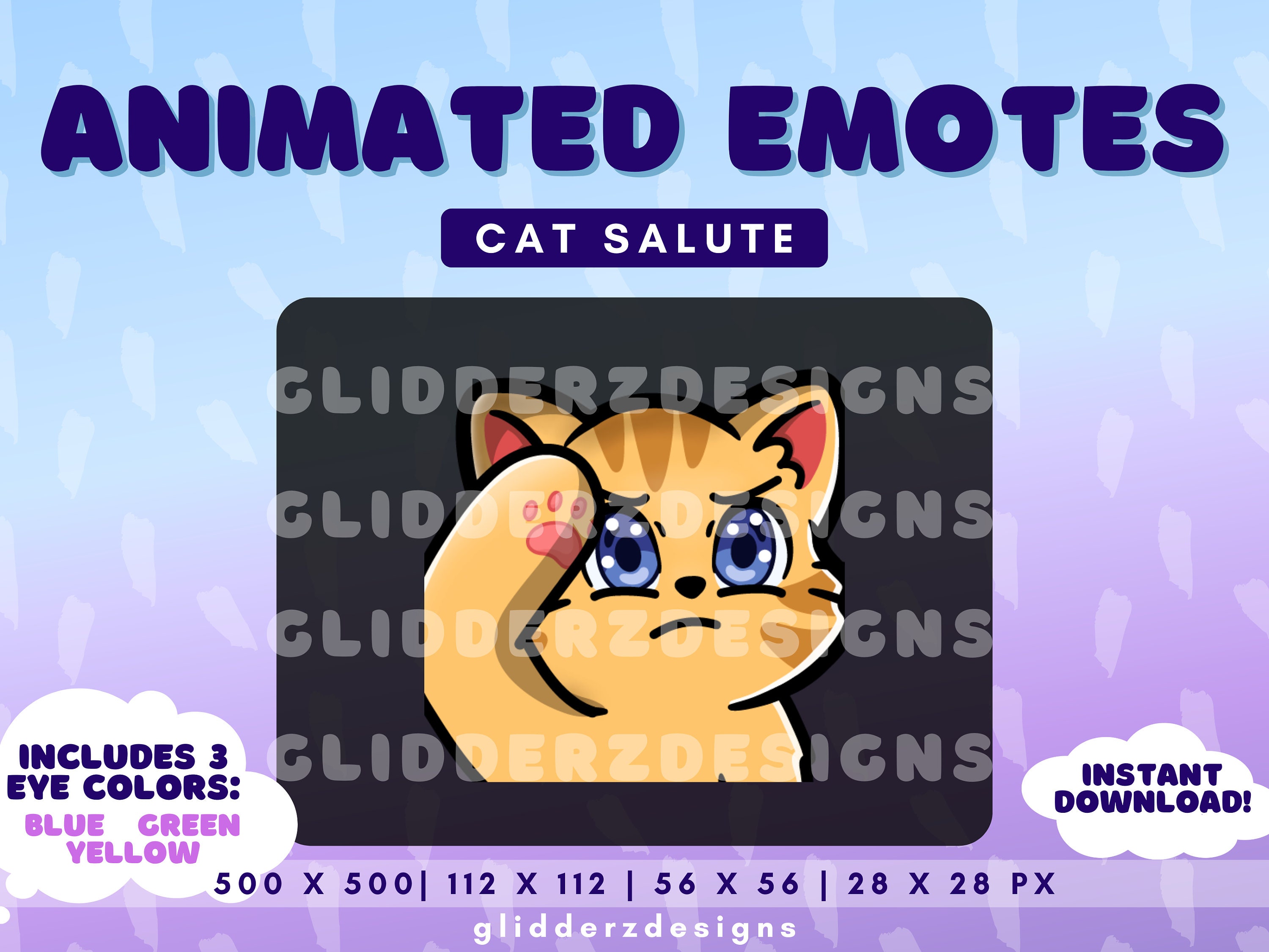 Orange Cat Salute Animated Emote Tabby Cat Animated Emote - Etsy