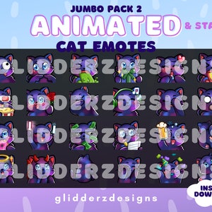 Galaxy Cat ANIMATED Emotes Jumbo Pack 2 | 24 Static AND Animated Cat ...