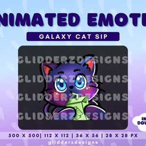 Galaxy Cat Sip Emote Animated | Sip Animated Emote | Cat Twitch Emote ...