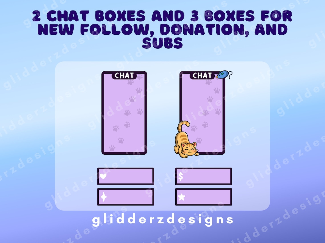 Cat ANIMATED Twitch Overlay | Animated Overlay Cat | Purple Stream ...