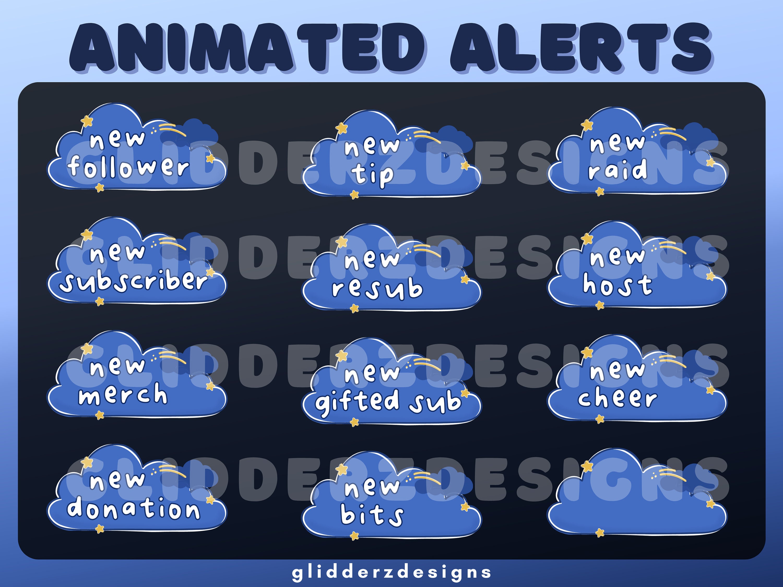 ANIMATED Cloud Twitch Alerts Night Sky Alerts Animated - Etsy