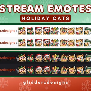 Christmas Cat Twitch Emotes | Christmas Twitch Emotes | Cat Holiday ...