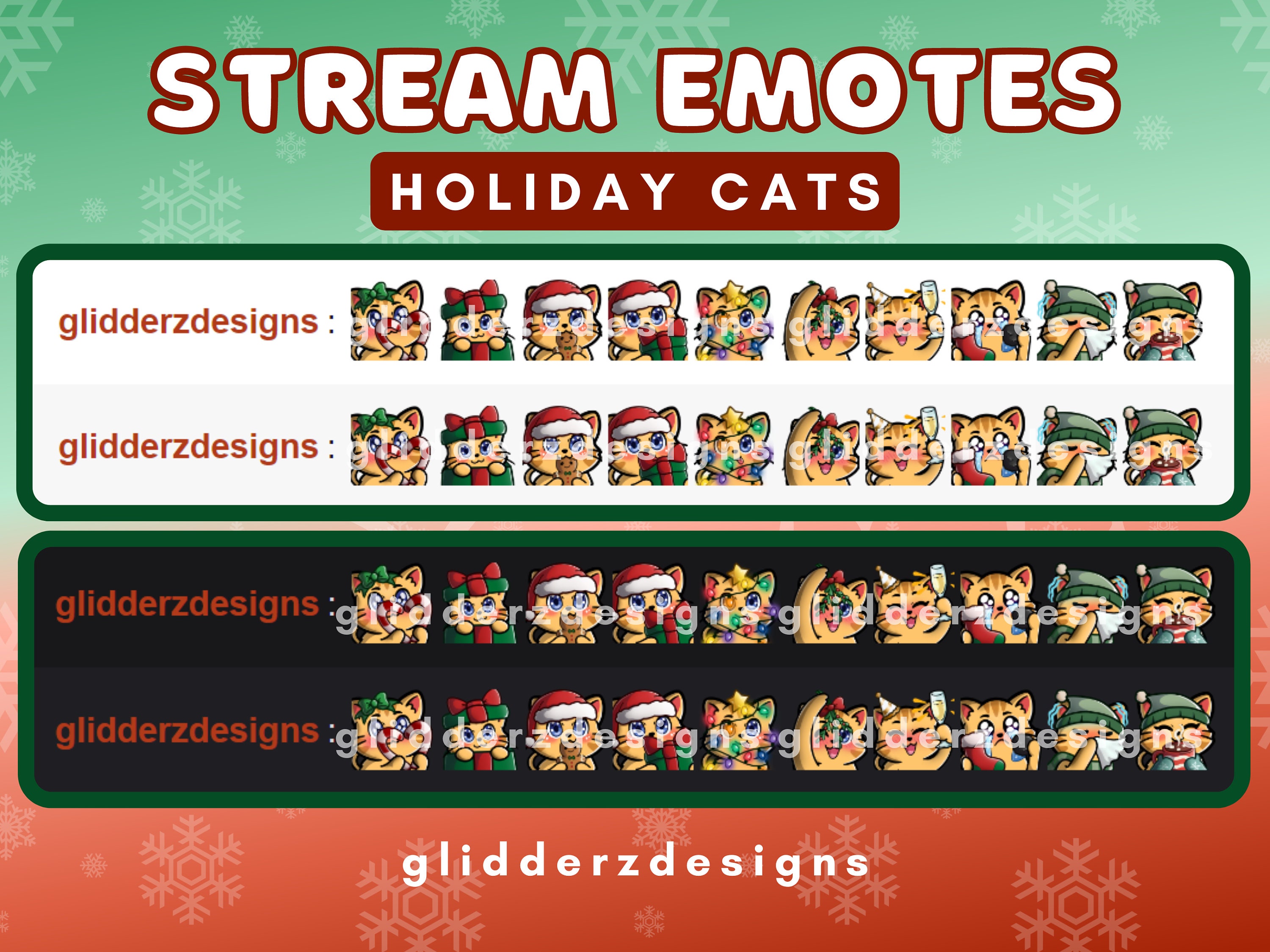 Christmas Cat Twitch Emotes | Christmas Twitch Emotes | Cat Holiday ...
