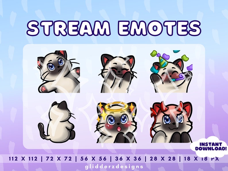 Siamese Cat Emote Jumbo Pack 2 Siamese Cat Twitch Emotes - Etsy