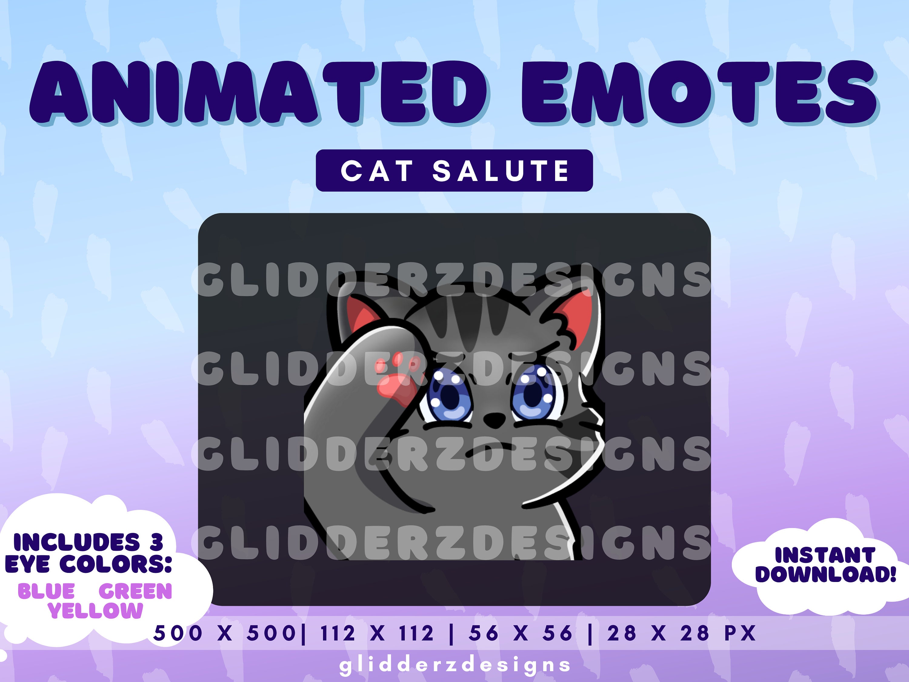 Gray Cat Salute Animated Emote Gray Cat Animated Emote - Etsy