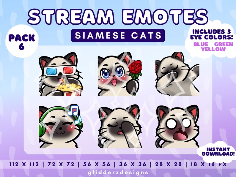 Siamese Cat Emote Jumbo Pack 2 Siamese Cat Twitch Emotes - Etsy