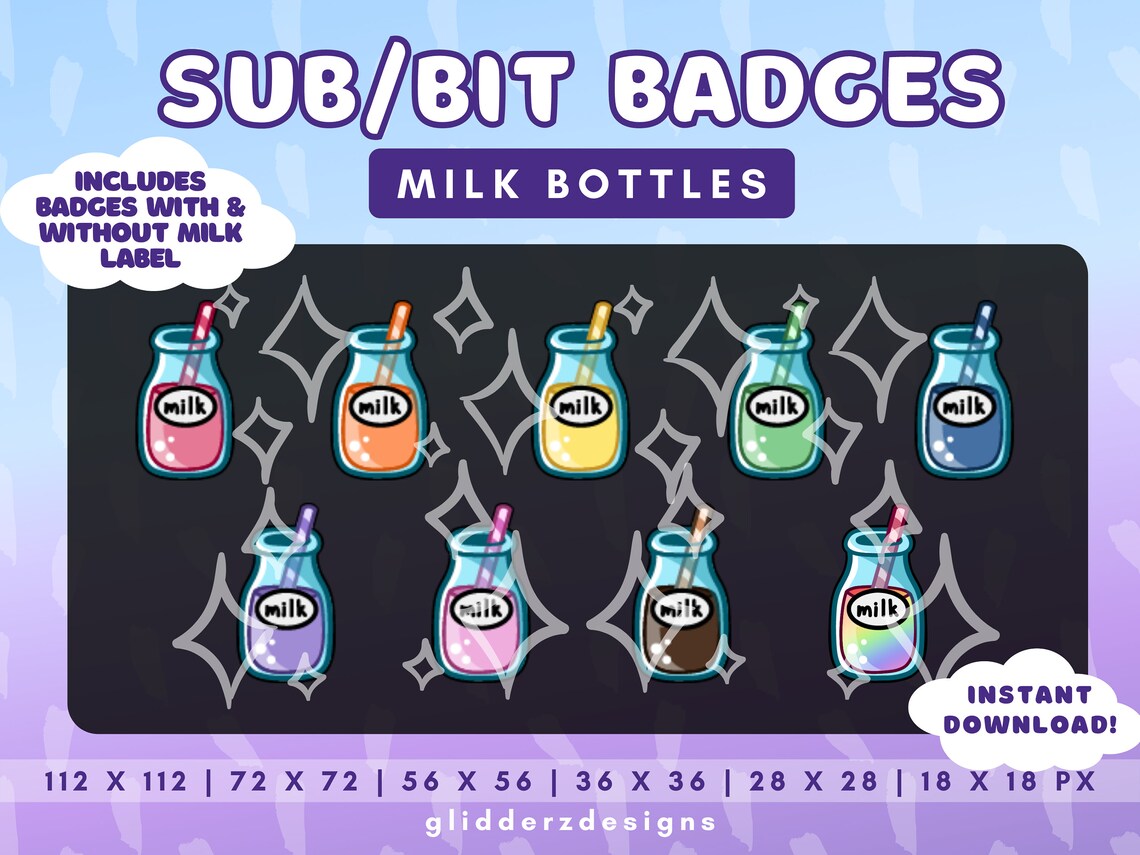Milk Twitch Sub Badges Milk Carton Sub Badge Drink Twitch - Etsy