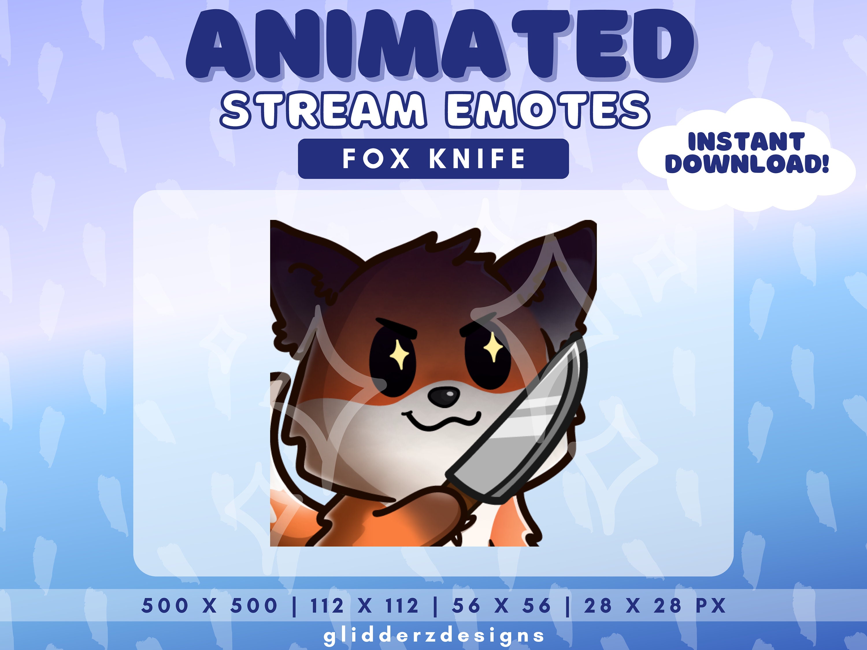 Knife Twitch Emote Animated Animated Fox Emote Orange Fox - Etsy