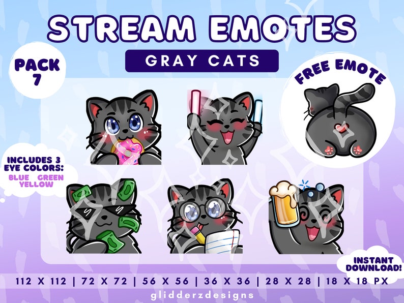 Gray Cat Emote Jumbo Pack 2 Gray Cat Stream Emotes Gray - Etsy