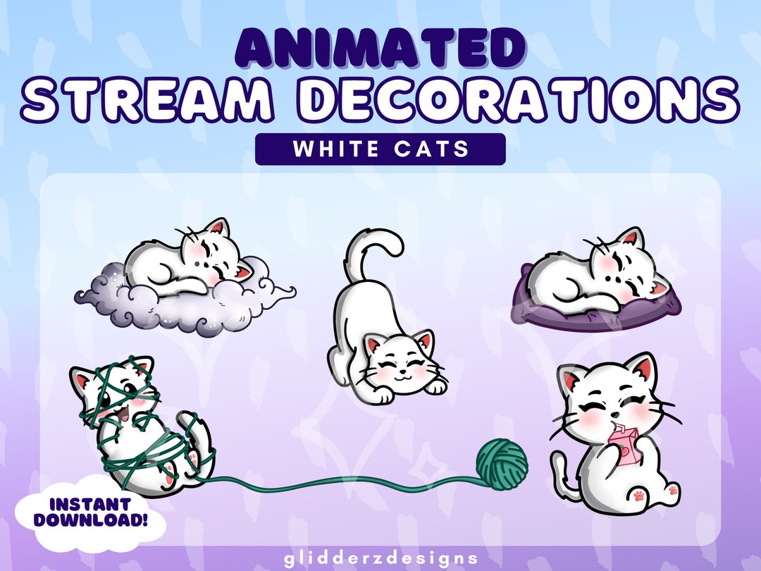 White Cat Animated Stream Decorations White Cat Stream Decorations ...
