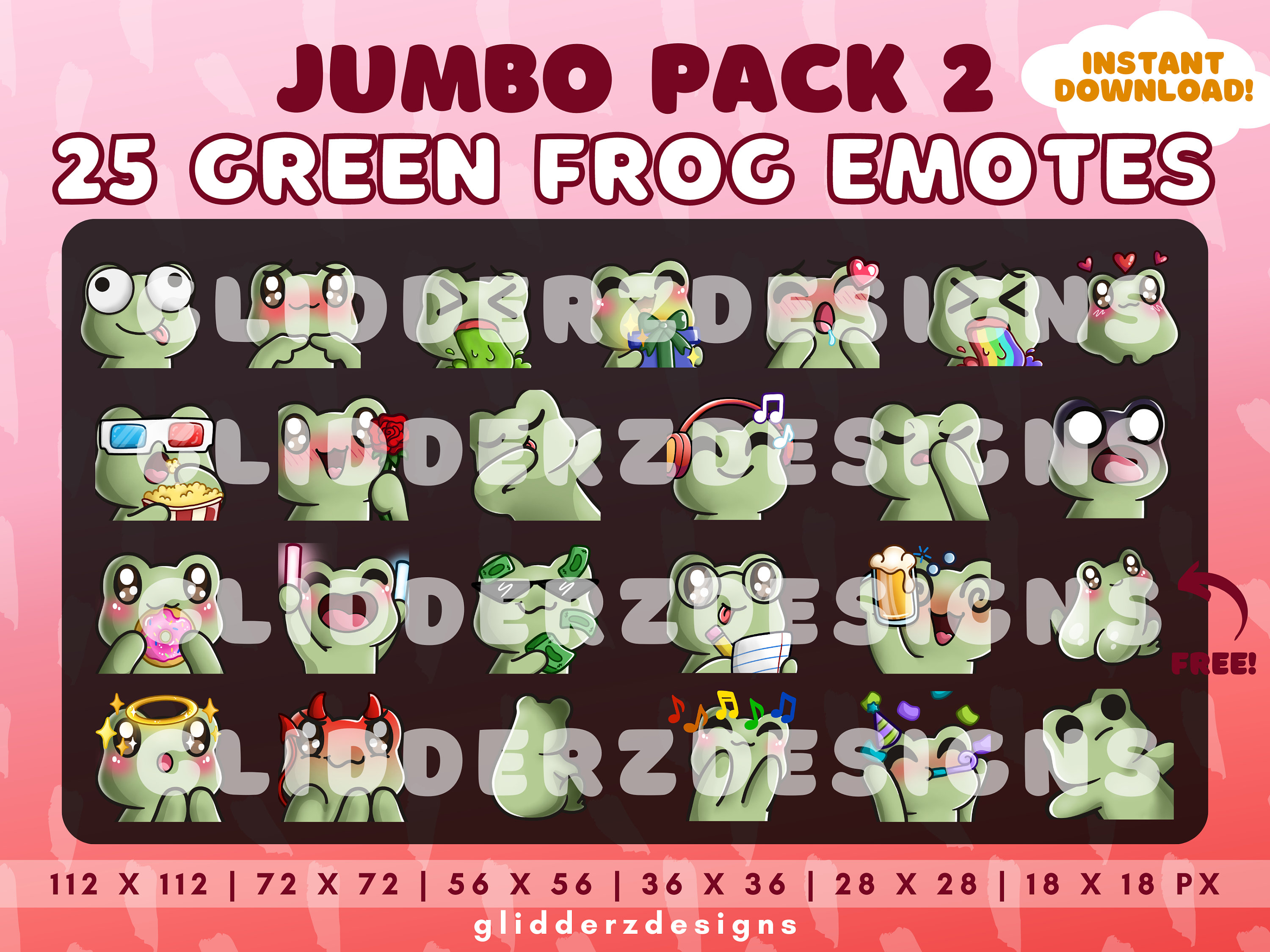 Frog Twitch Emote Jumbo Pack 2 Green Frog Emotes 25 Cute - Etsy
