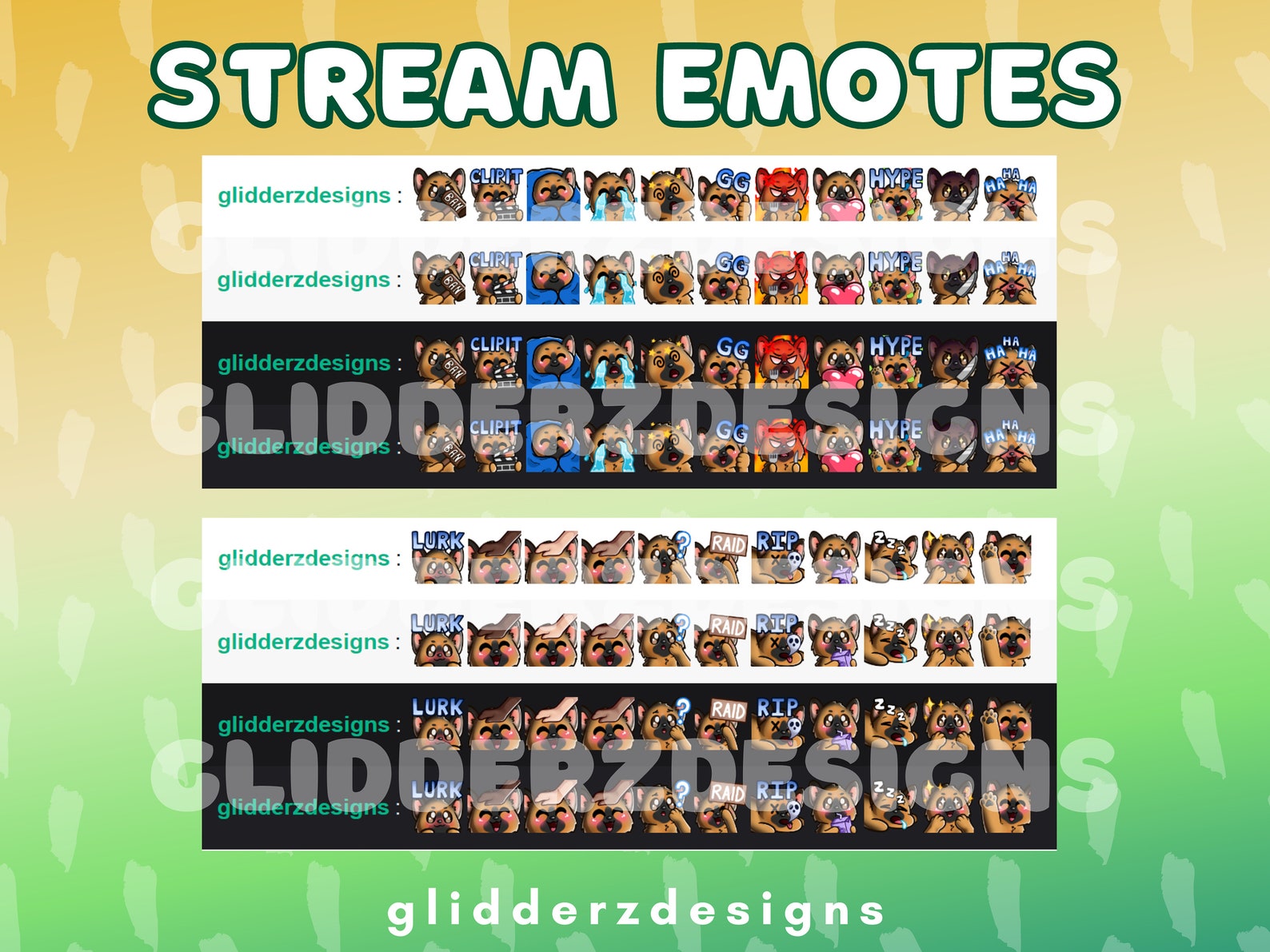 German Shepherd Emote Jumbo Pack 1 | 20 German Shepherd Twitch Emotes ...