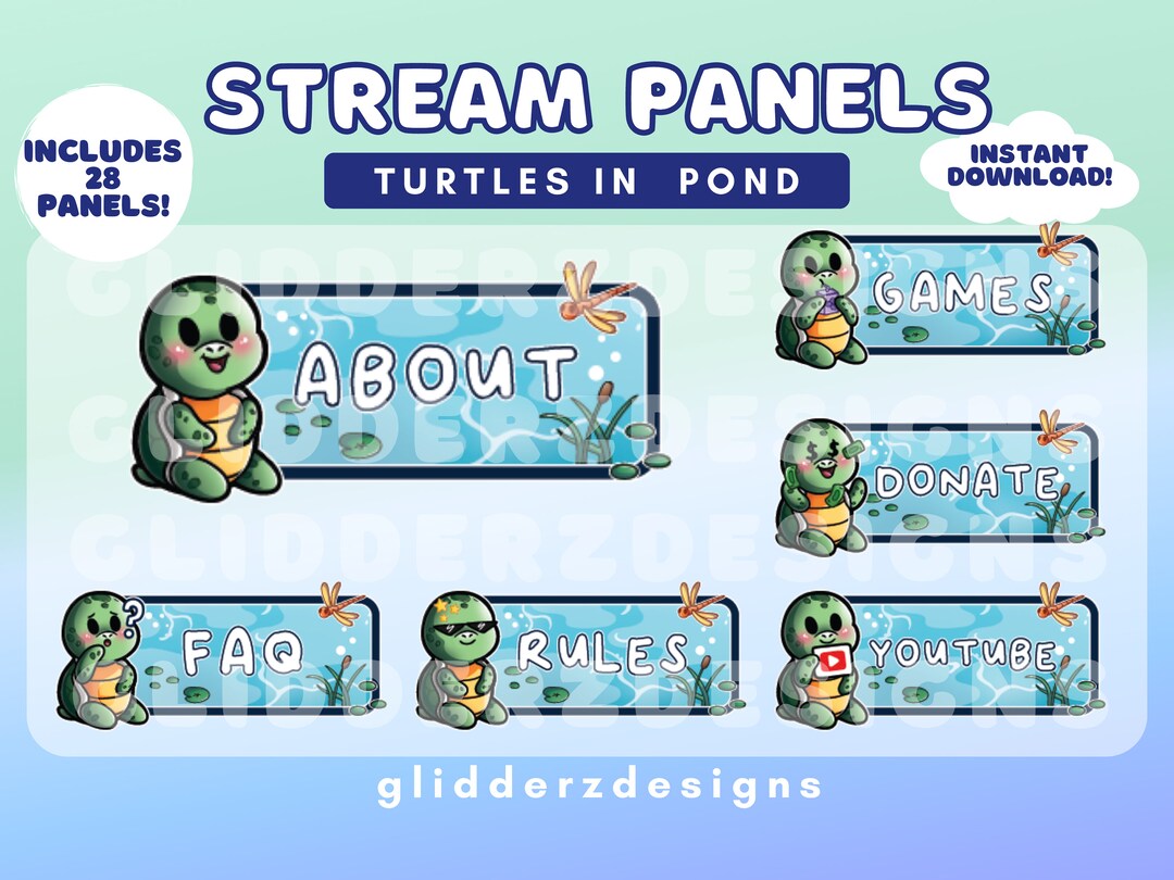 Turtle Panels for Twitch | Turtle Stream Panels | Turtle Twitch Panels | 29 Pond Twitch Panels ...