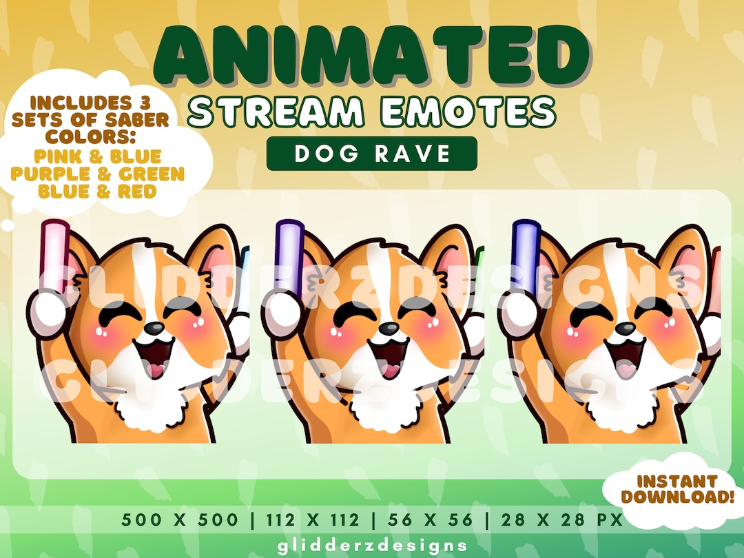 Corgi Rave Animated Emote | Corgi Glow Stick Emote Animated | Dog ...