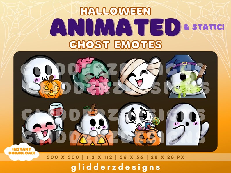 Ghost ANIMATED Halloween Twitch Emotes | 8 Animated AND Static Ghost ...