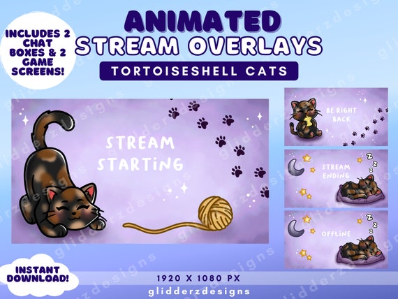 ANIMATED Cat Twitch Overlay Animated Stream Overlays | Etsy