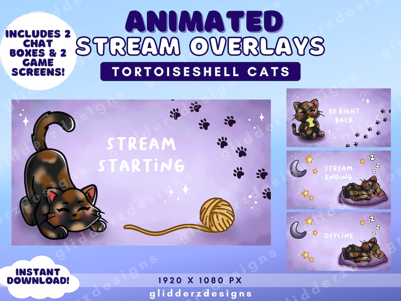 ANIMATED Cat Twitch Overlay Animated Stream Overlays - Etsy