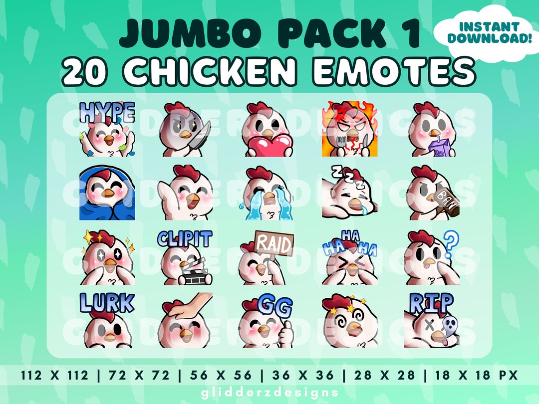 Chicken Twitch Emote JUMBO Pack 1 | 20 Chicken Emotes Twitch | Cute ...