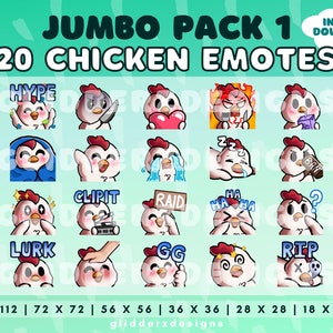 Chicken Twitch Emote JUMBO Pack 1 | 20 Chicken Emotes Twitch | Cute ...
