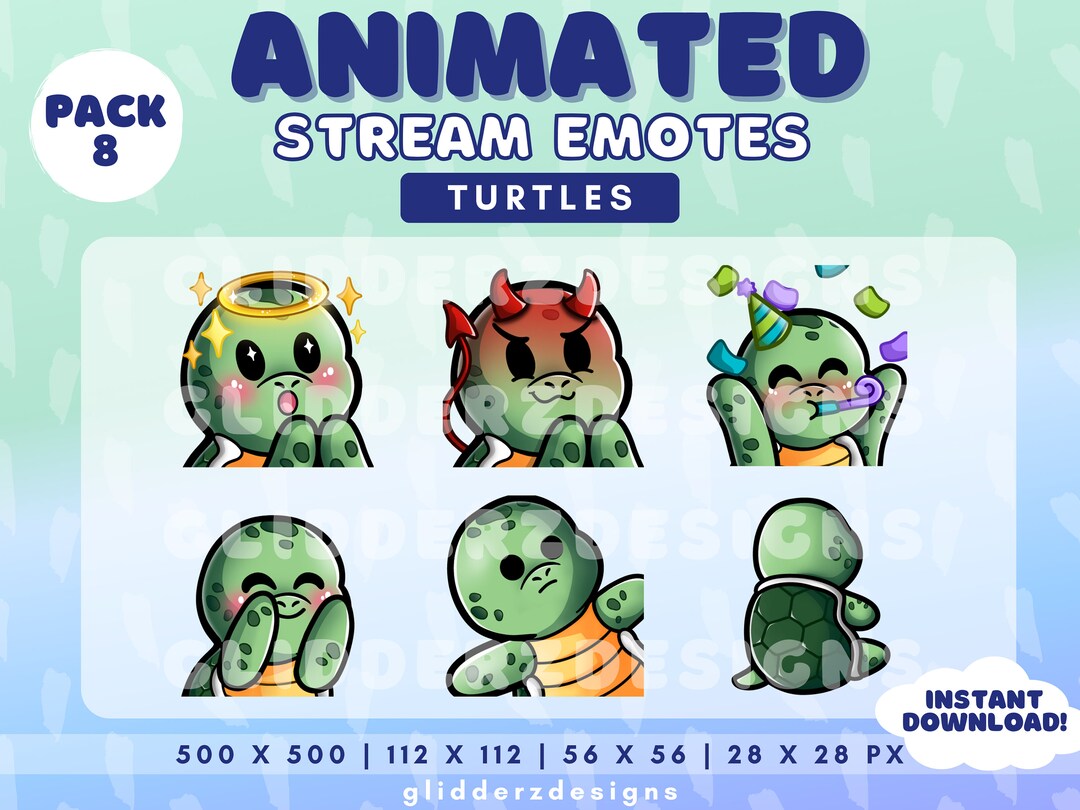 Turtle Twitch Emote Animated Pack 8 Turtle Animated Twitch Emotes ...