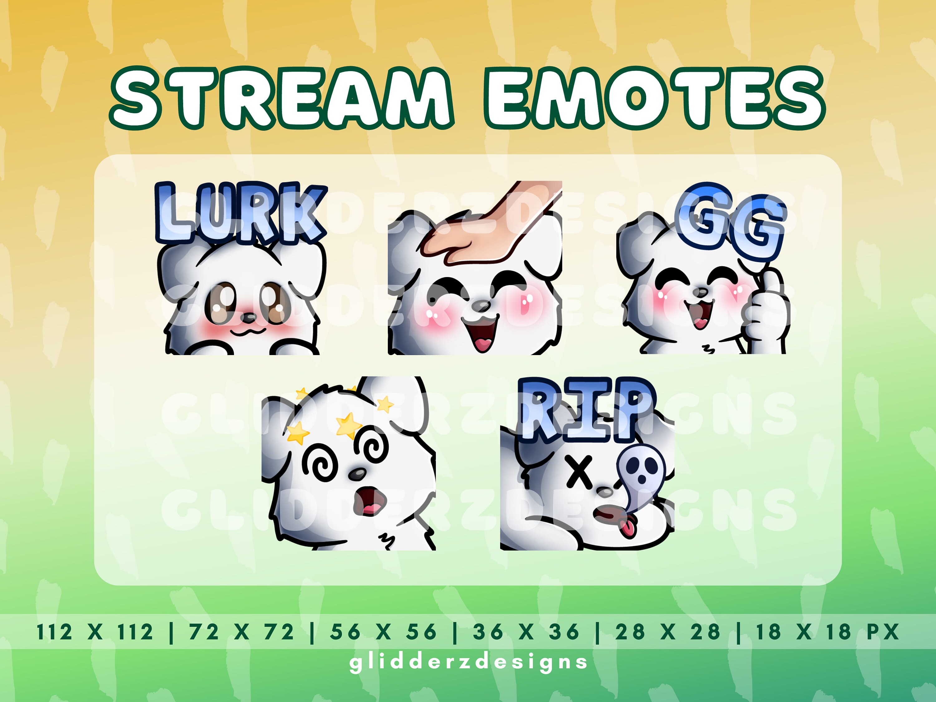 White Dog Emote Jumbo Pack 1 | 20 White Dog Twitch Emotes | Cute Puppy ...