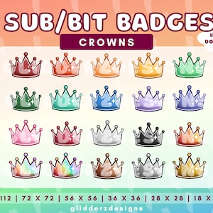 Crown Sub Badges Twitch | Crown Twitch Badges | 20 Crown Twitch Emotes ...
