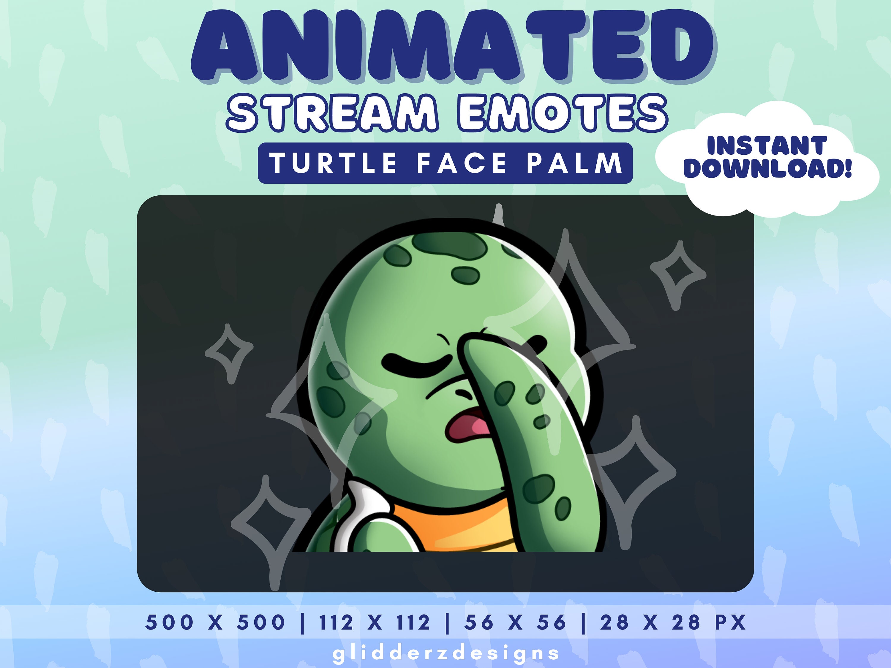Turtle Face Palm Animated Emote Sea Turtle Animated Face - Etsy