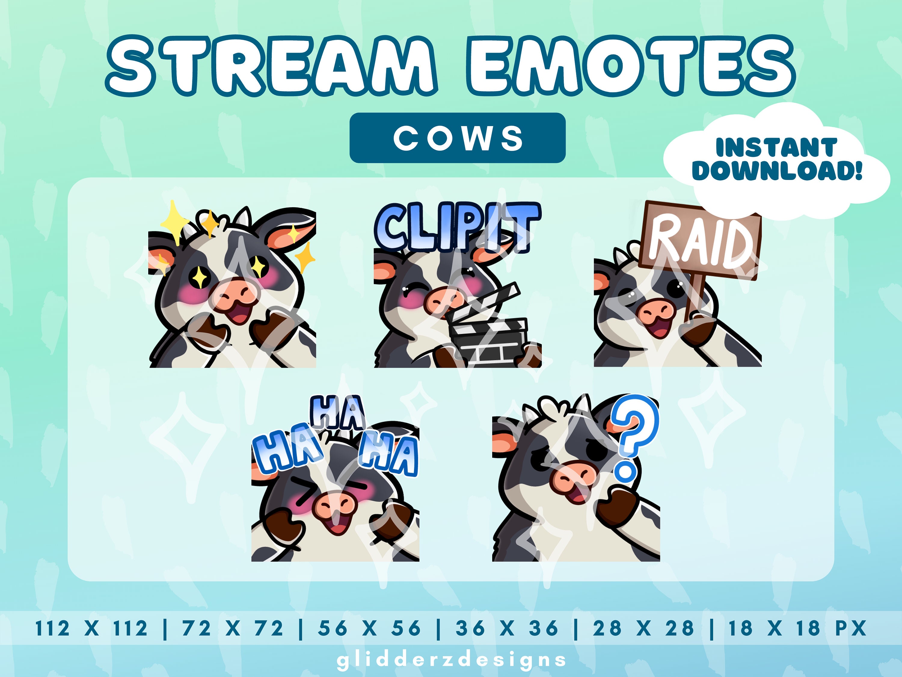 Cow Emotes Twitch JUMBO Pack 21 Pack Cow Stream Emotes Cow - Etsy