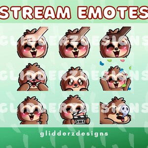 Sloth ANIMATED Emotes Jumbo Pack 1 | 20 Sloth Twitch Emotes | 20 Static ...