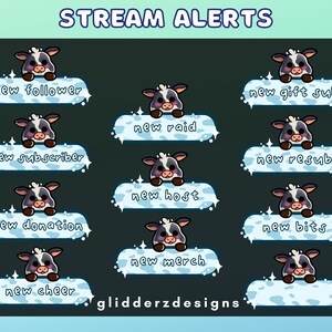 Twitch ANIMATED Alerts | Cow Animated Twitch Alerts | Cute Black and ...