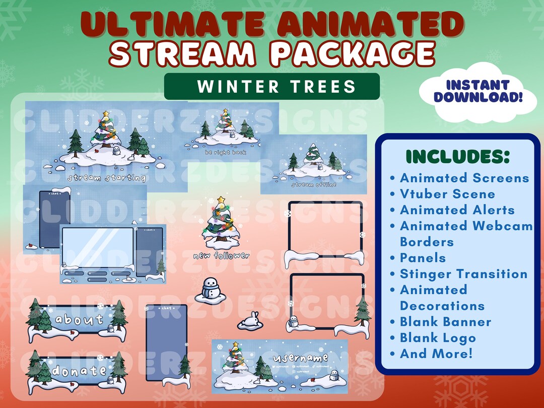 ULTIMATE Christmas Tree Animated Twitch Package | Winter Stream Package ...
