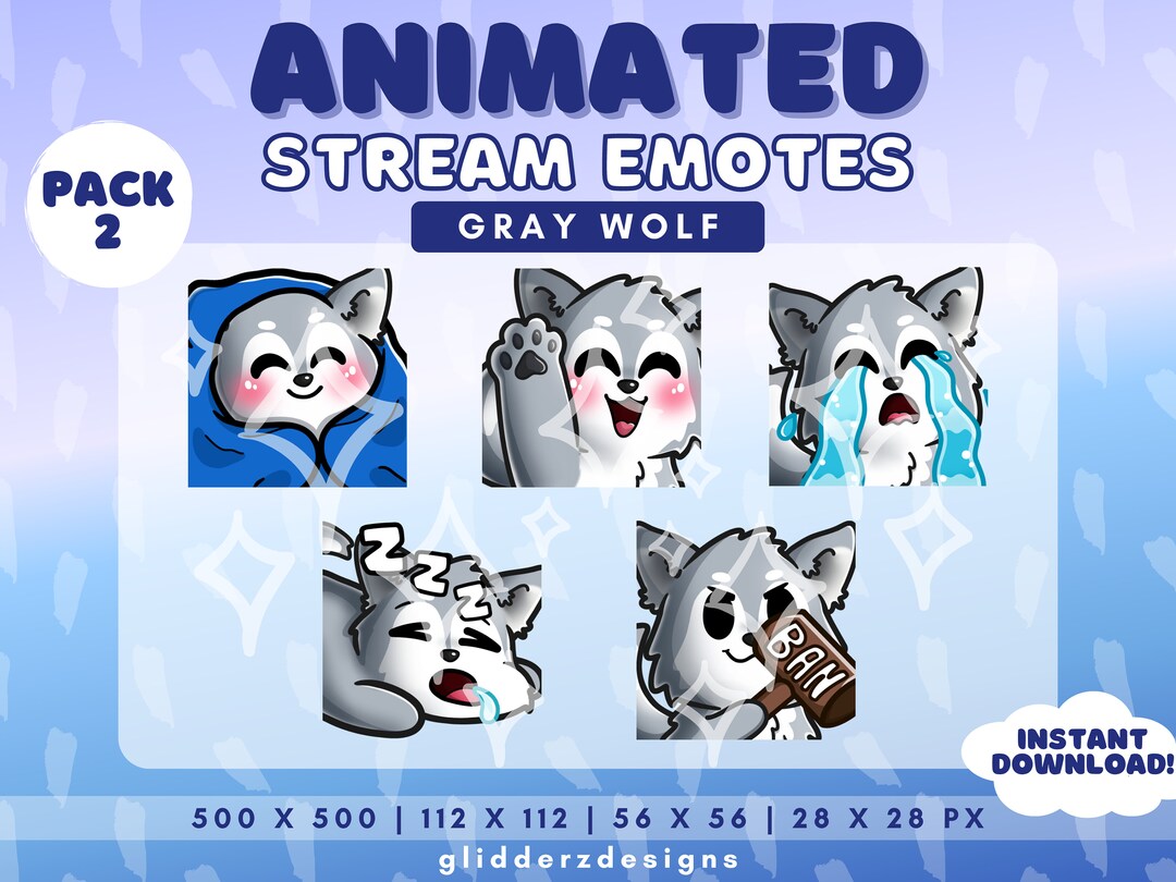 Wolf Twitch Emote Animated Gray Wolf Animated Emotes Pack 2 Animated ...
