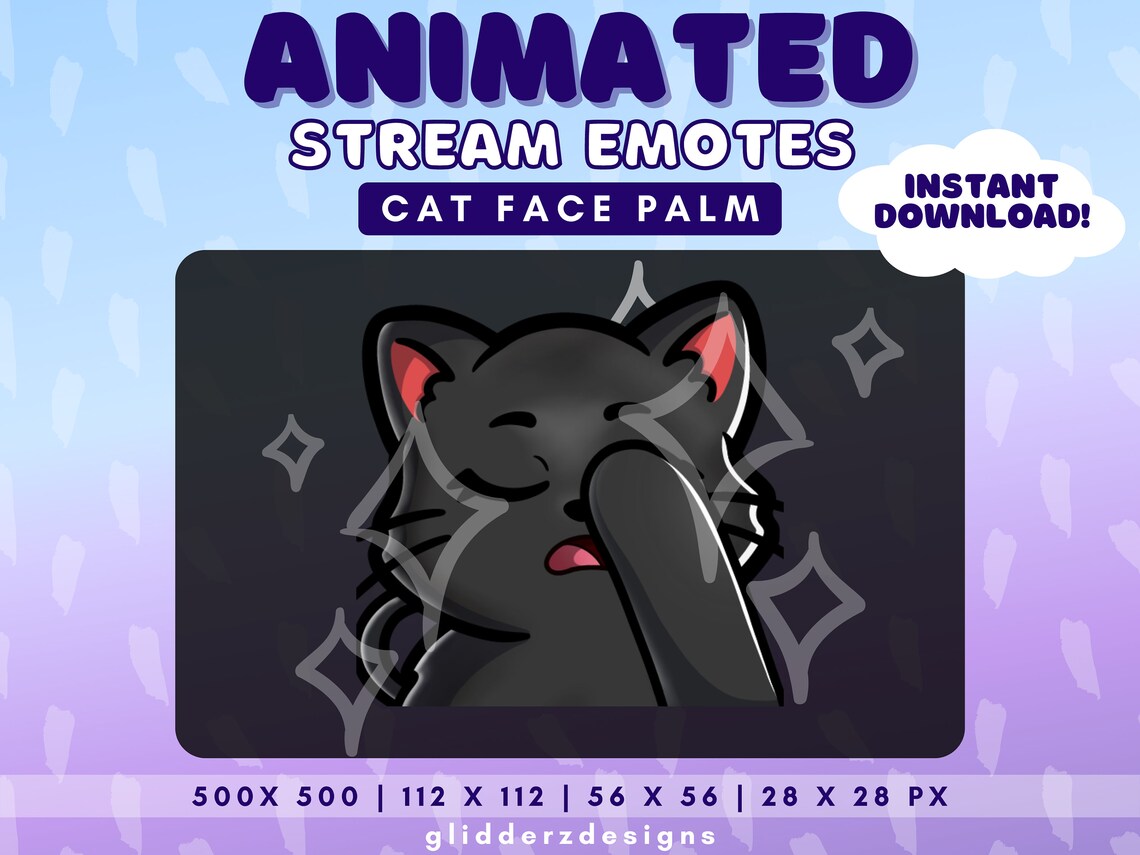 Animated Cat Emote Animated Face Palm Emote Black Cat Face - Etsy