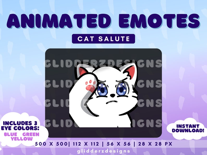 White Cat Salute Animated Emote White Cat Animated Emote - Etsy
