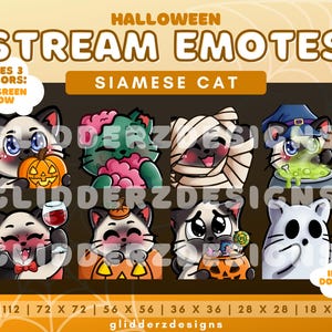 Siamese Cat Halloween Emote Pack | Halloween Cat Emotes | 8 Halloween ...
