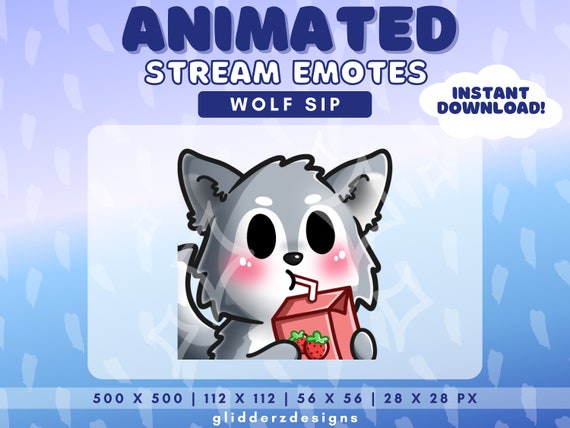 Gray Wolf Animated Sip Emote Twitch Sip Animated Emote - Etsy Singapore