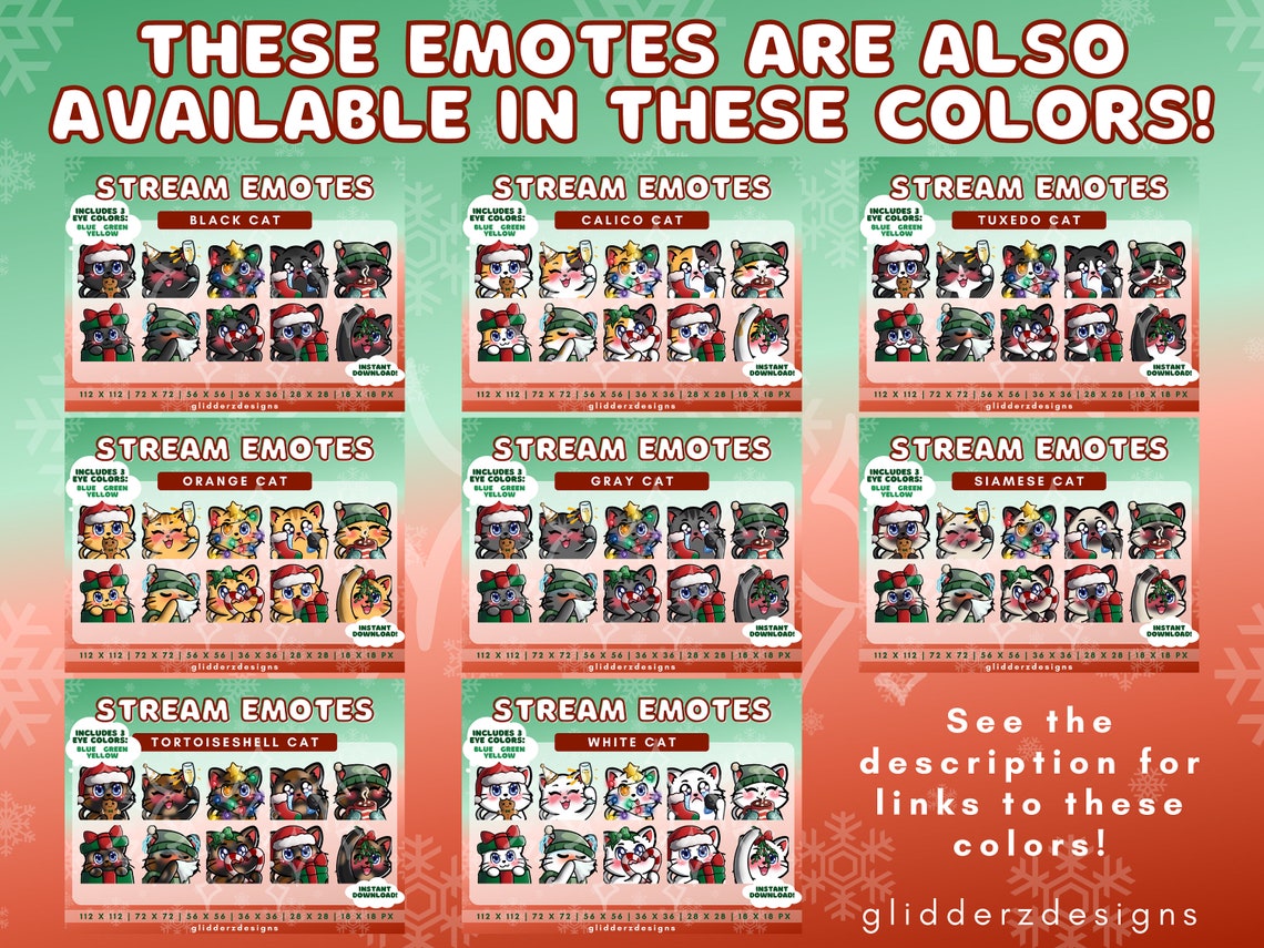 Cat Holiday Twitch Emote Pack Siamese Cat Twitch Emotes - Etsy