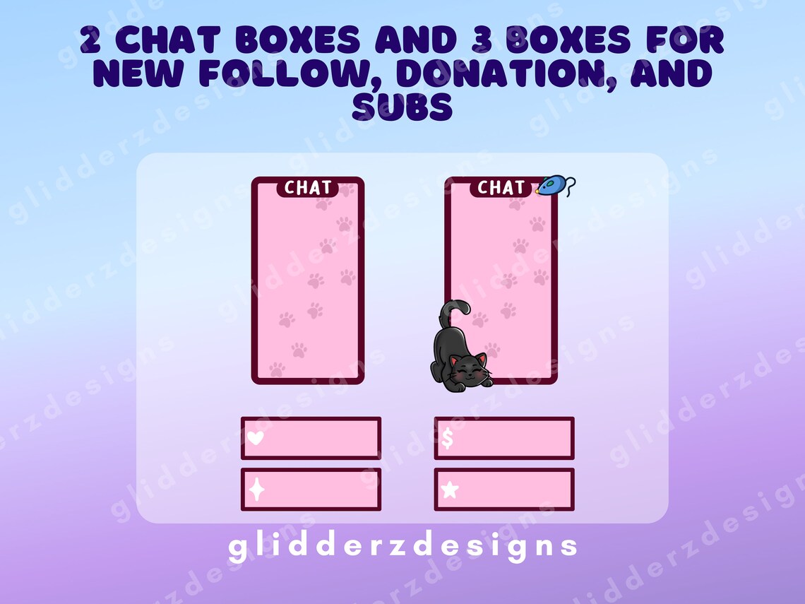 Black Cat Overlay Twitch ANIMATED Pink Animated Overlay - Etsy