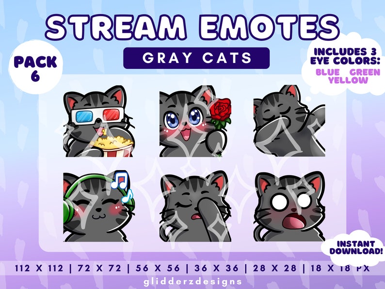 Gray Cat Emote Jumbo Pack 2 Gray Cat Stream Emotes Gray - Etsy