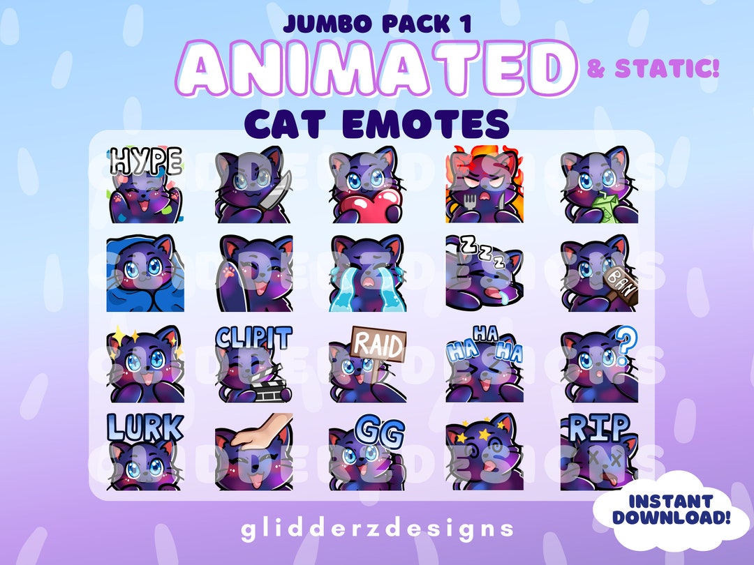 Galaxy Cat ANIMATED Emotes Jumbo Pack 1 | 20 Galaxy Cat Twitch Emotes ...