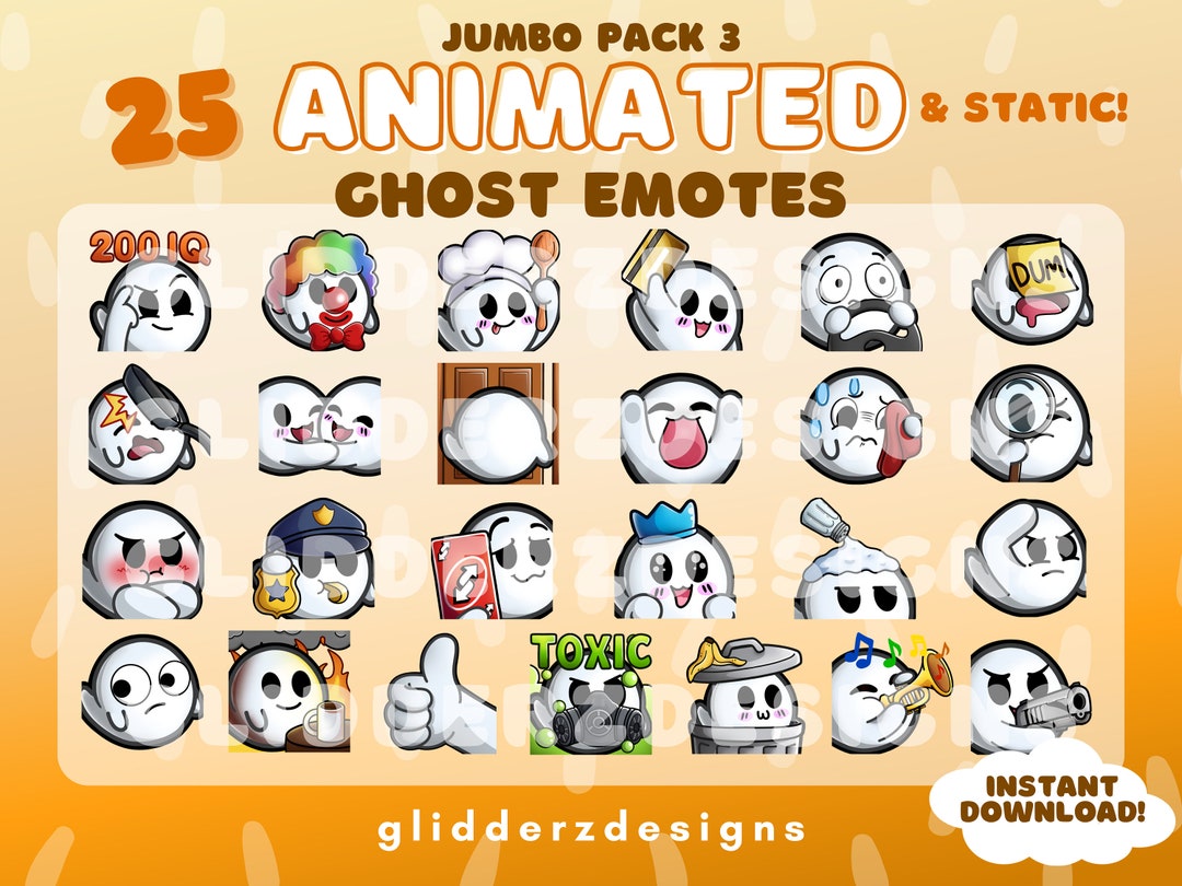 Ghost ANIMATED Emotes Jumbo Pack 3 | 25 Static AND Animated Ghost ...