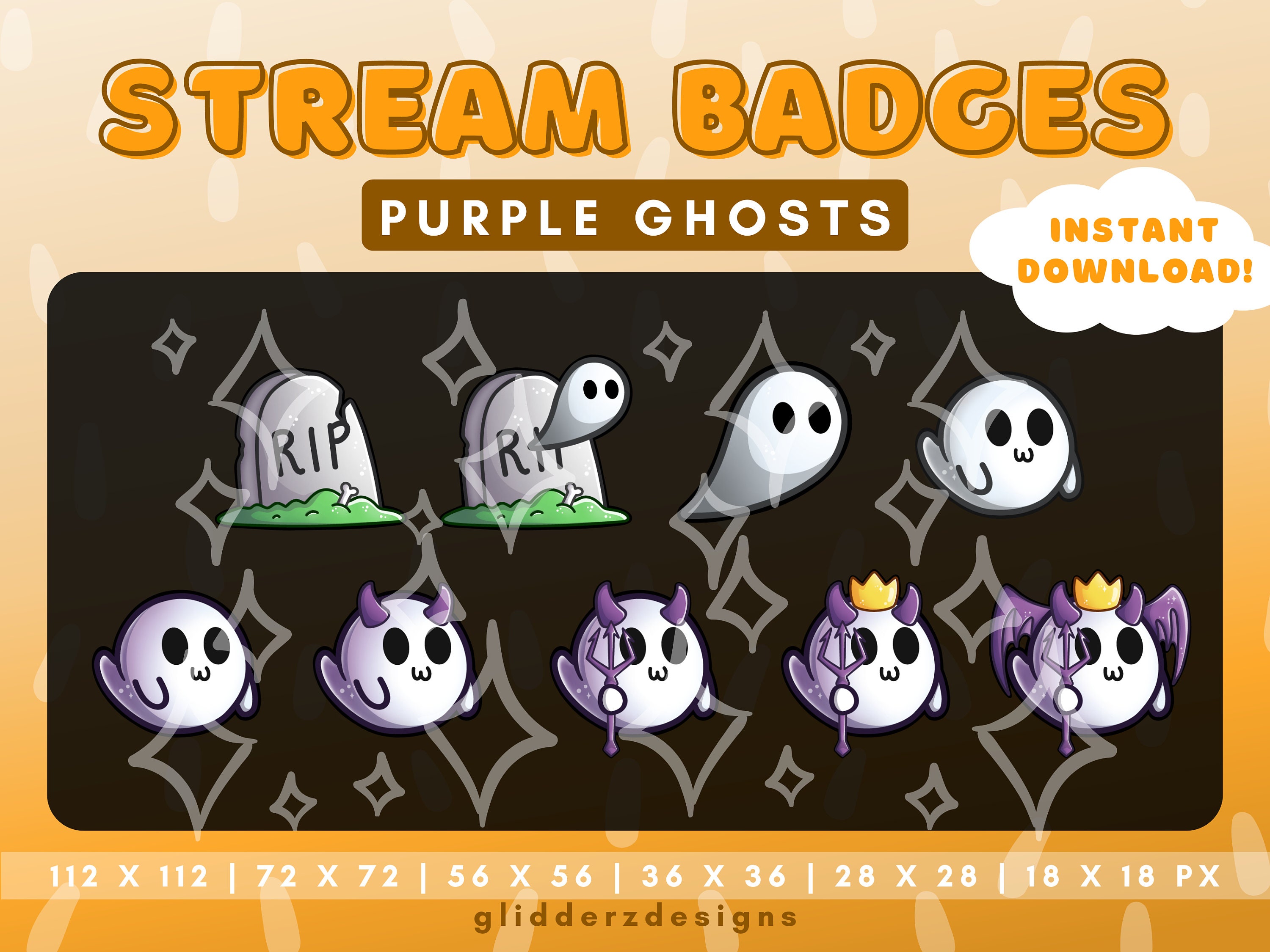 Ghost Twitch Badges | Cute Ghost Sub Badges | Ghost Stream Badges ...