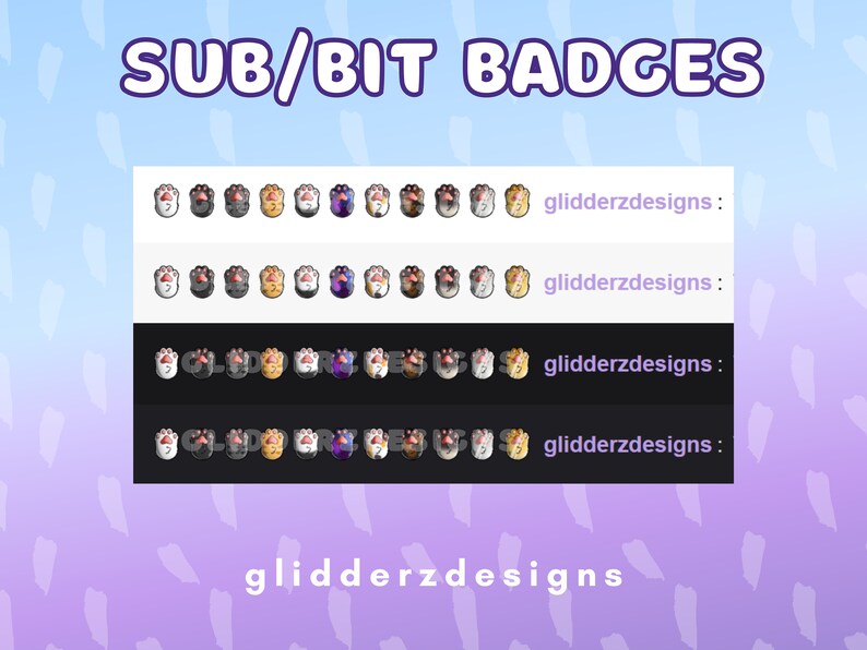 Cat Toe Bean Sub Badges | Caw Paw Twitch Badges | Cute Cat Twitch Sub ...