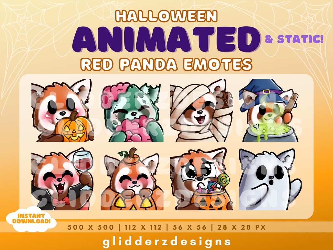 Red Panda Halloween ANIMATED Emotes | 8 Animated AND Static Red Panda ...