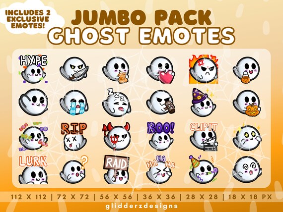 JUMBO PACK Ghost Emotes Twitch Cute Halloween Twitch Emotes - Etsy