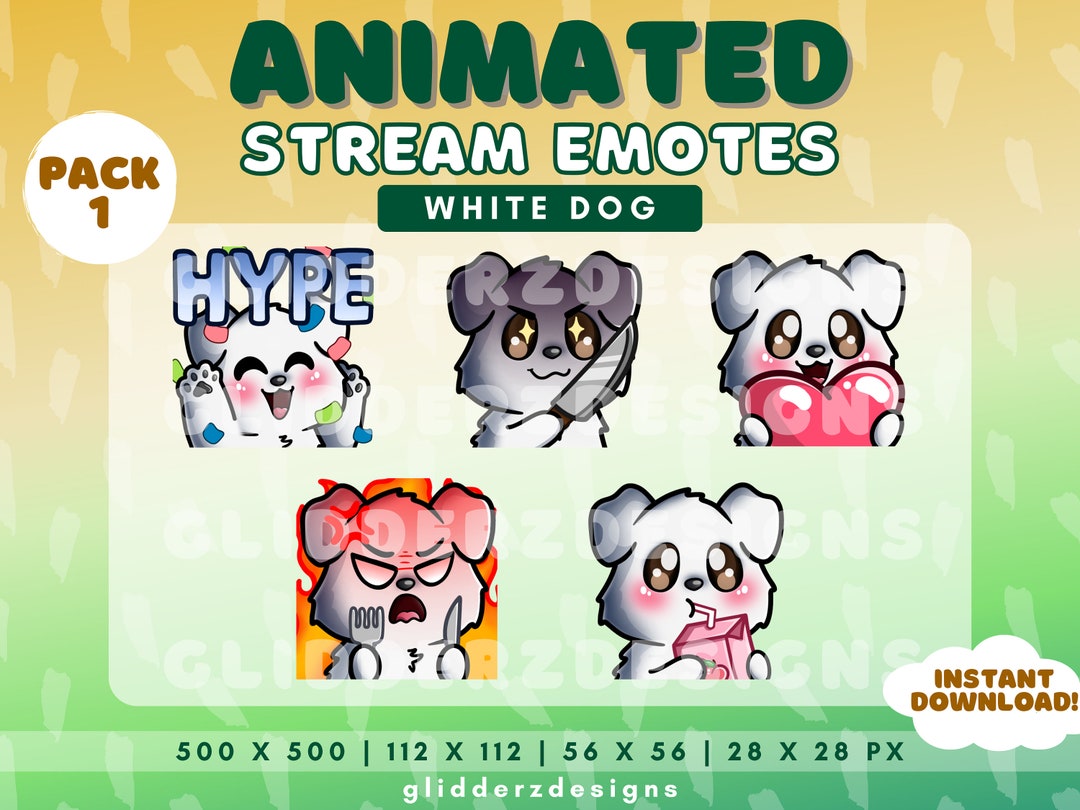 White Dog Twitch ANIMATED Emotes Pack 1 White Dog Emotes Twitch Dog ...