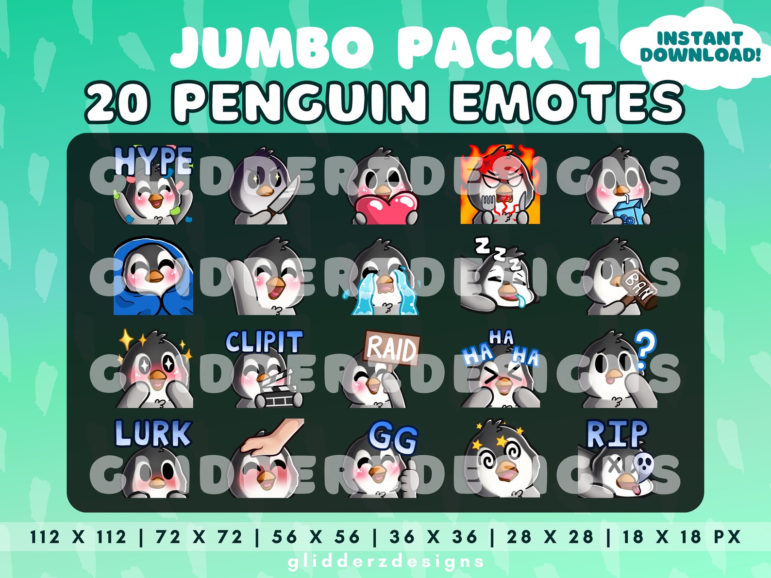 Penguin Twitch Emote JUMBO Pack 1 20 Penguin Emotes Twitch - Etsy