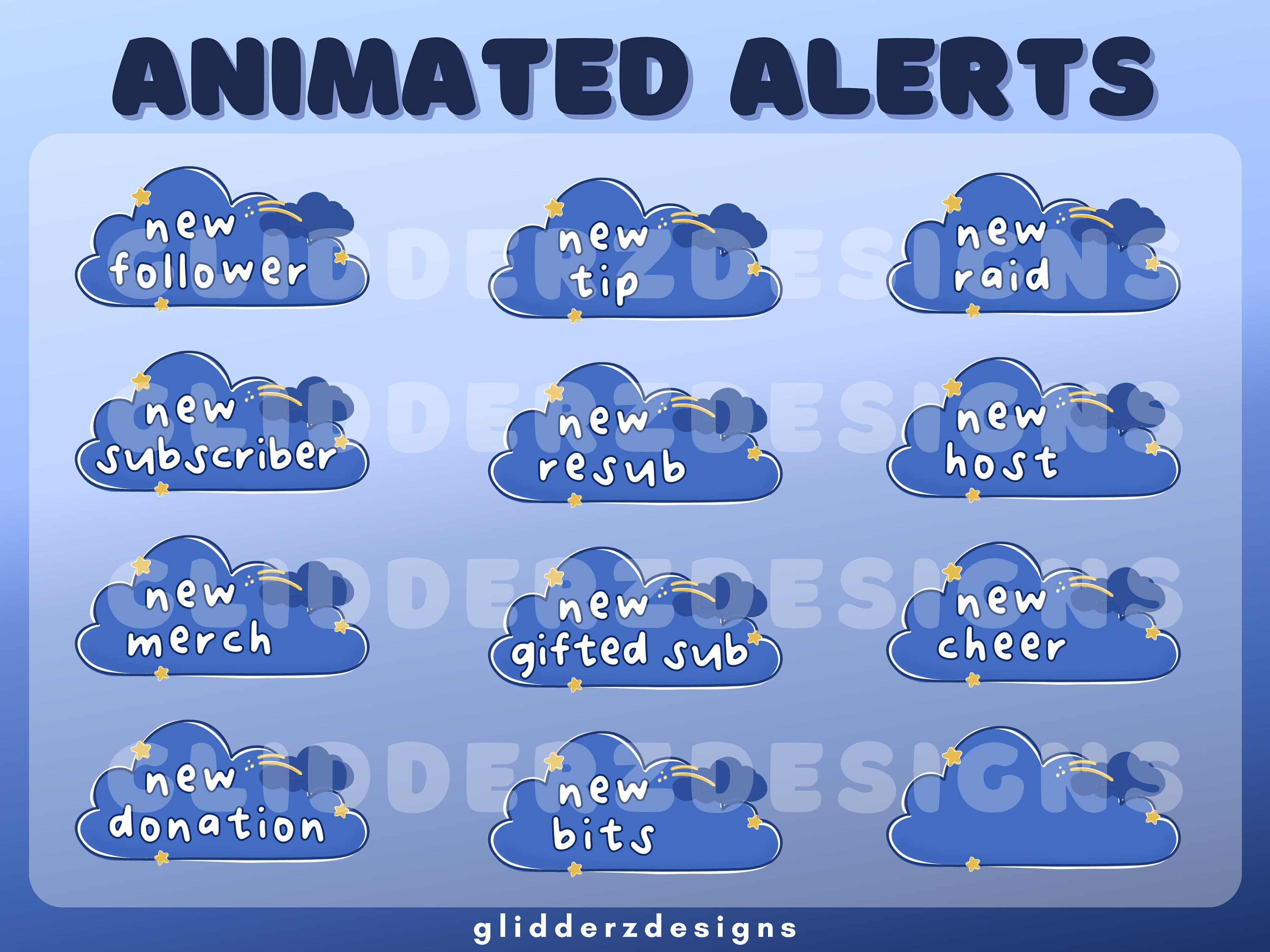 ANIMATED Cloud Twitch Alerts Night Sky Alerts Animated - Etsy