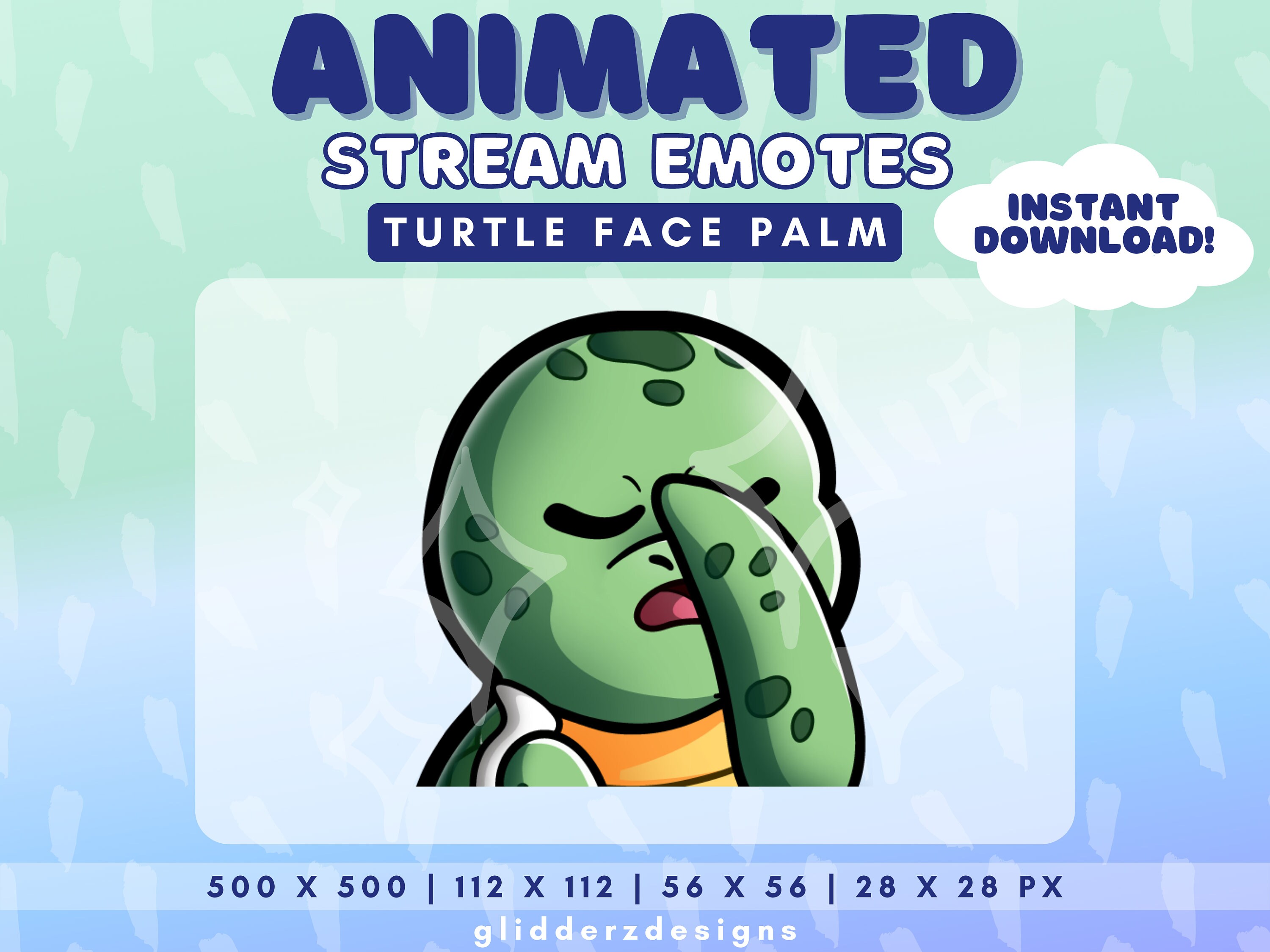 Turtle Face Palm Animated Emote Sea Turtle Animated Face - Etsy